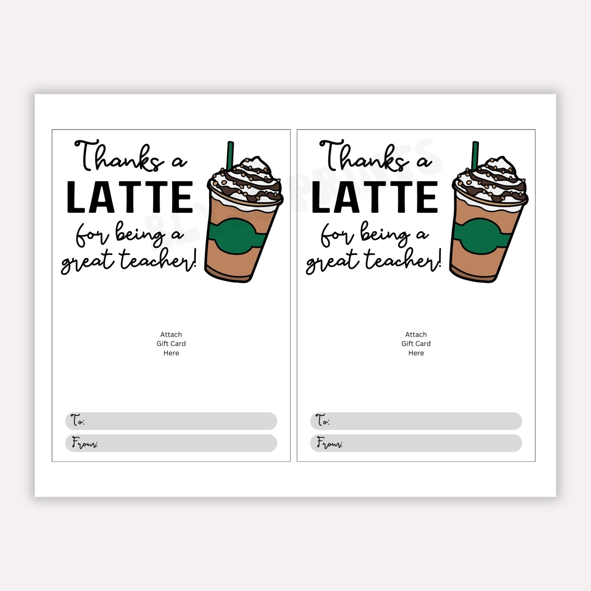 Thanks A Latte Gift Card Holder, Teacher Appreciation Week Printable ...