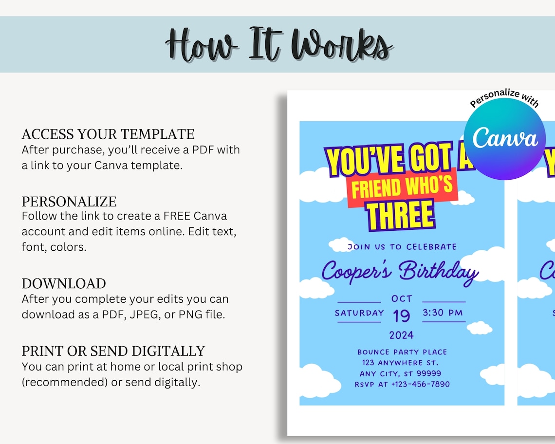 Editable Toy Story Third Birthday Invitation, Printable You've Got a ...