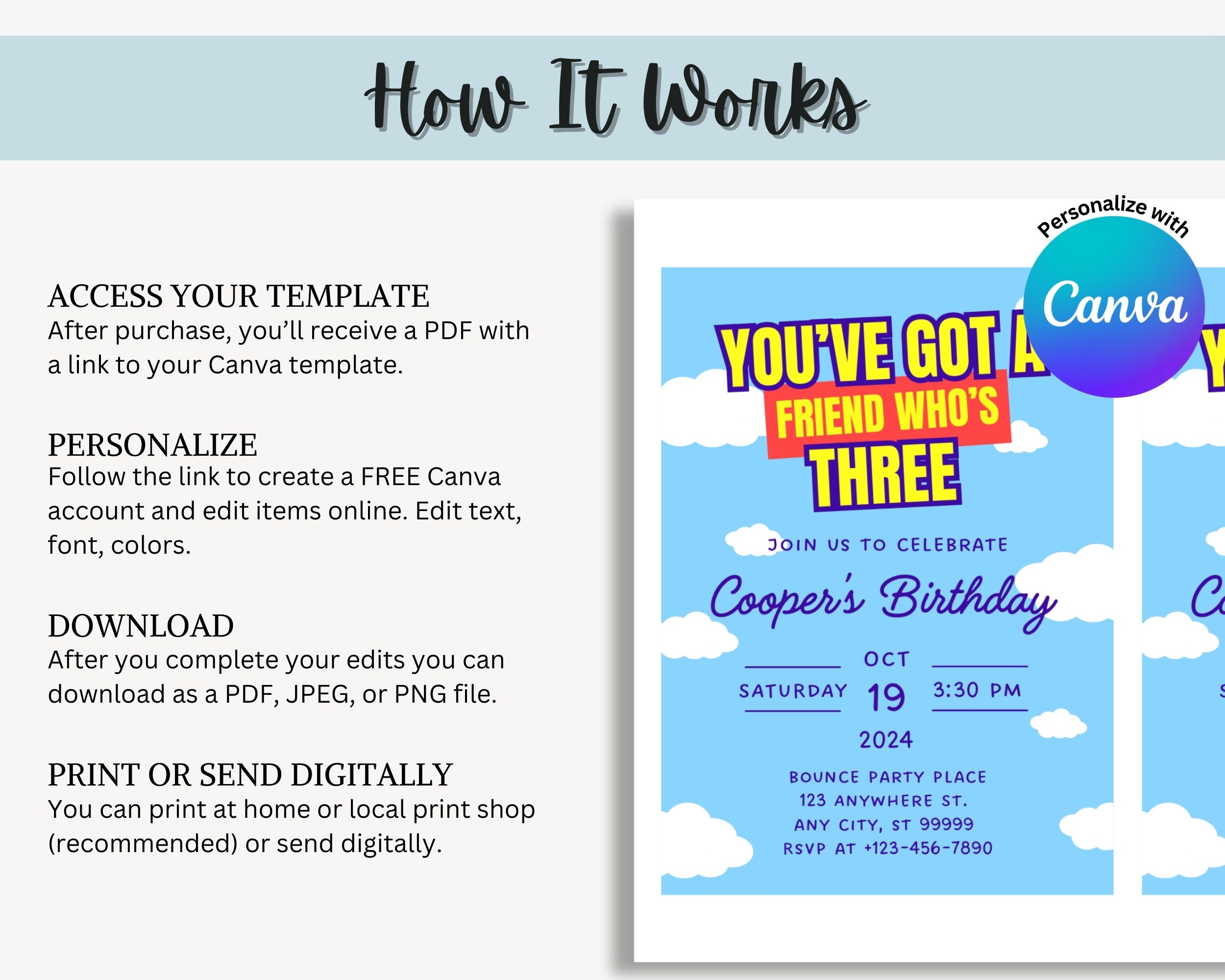 Editable Toy Story Third Birthday Invitation, Printable You've Got a ...