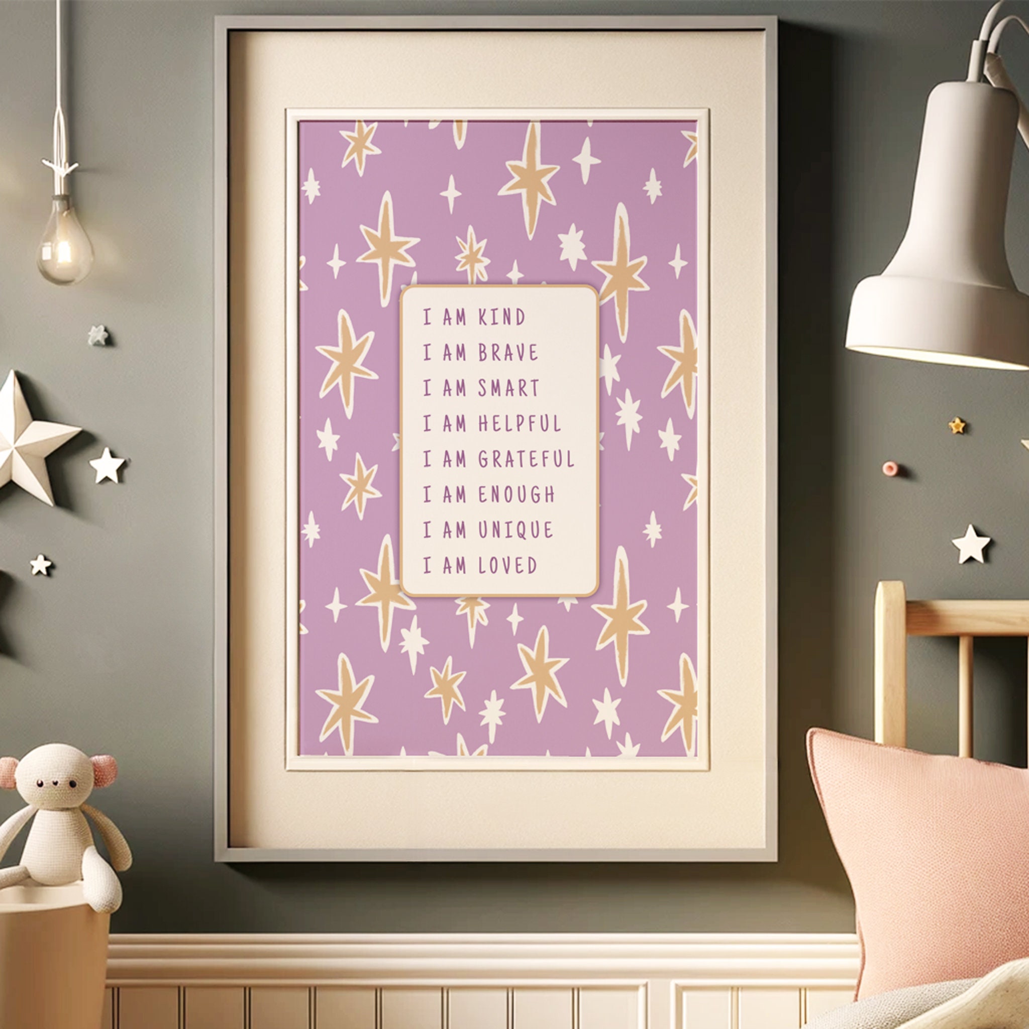 Affirmations for Kids Poster: "i Am Kind, Smart, Loved", Printable ...