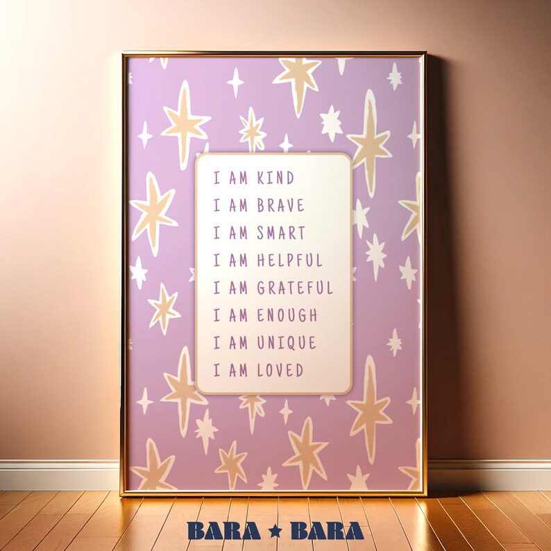 Affirmations for Kids Poster: "i Am Kind, Smart, Loved", Printable ...