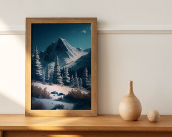 Mountain Landscape Digital Art Print, Digital Download Art Print AI ...