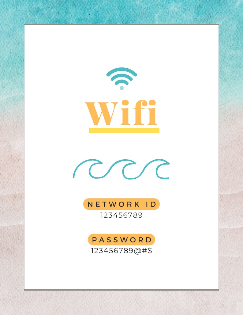 Wifi Sign for Beach House Rental Businesses | Airbnb | Vrbo | Beach ...