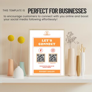 Social Media Sign Canva QR Code Template, Connect With Us Business Sign ...