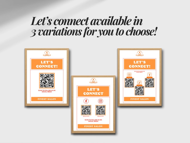 Social Media Sign Canva QR Code Template, Connect With Us Business Sign ...