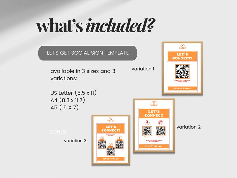 Social Media Sign Canva QR Code Template, Connect With Us Business Sign ...