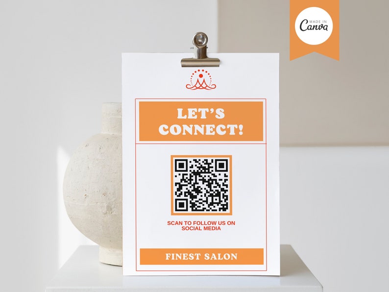 Social Media Sign Canva QR Code Template, Connect With Us Business Sign ...