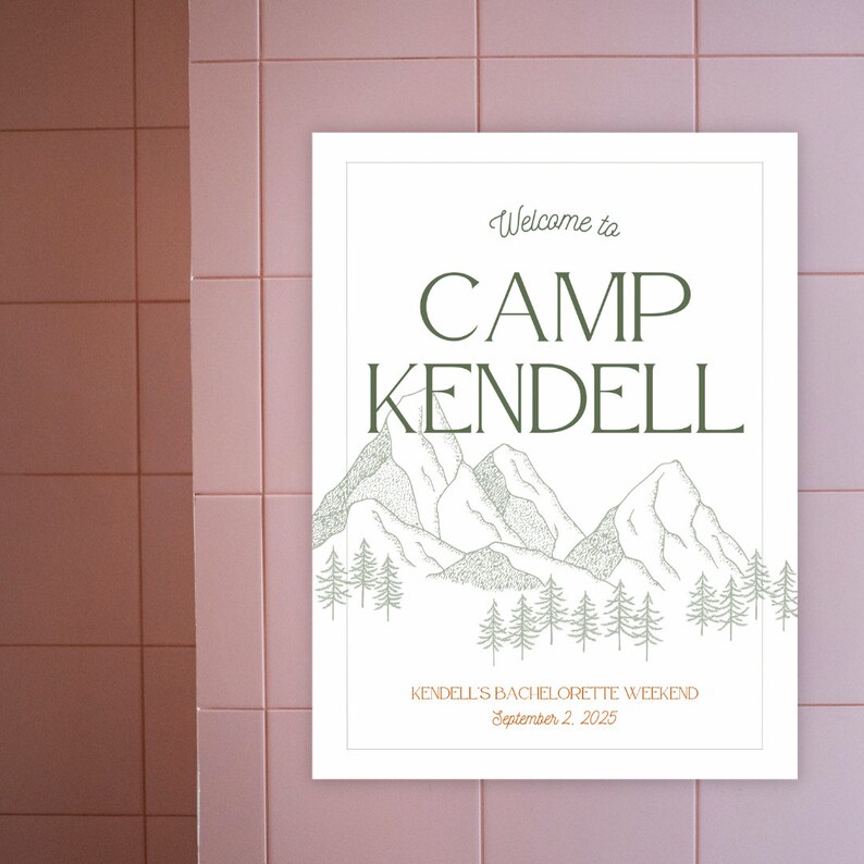 Camp Bachelorette Welcome Sign Template | Mountain Bachelorette Decor ...