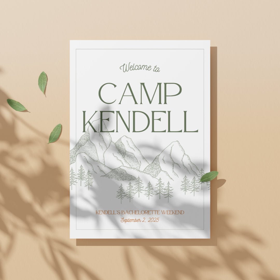 Camp Bachelorette Welcome Sign Template Mountain - Etsy