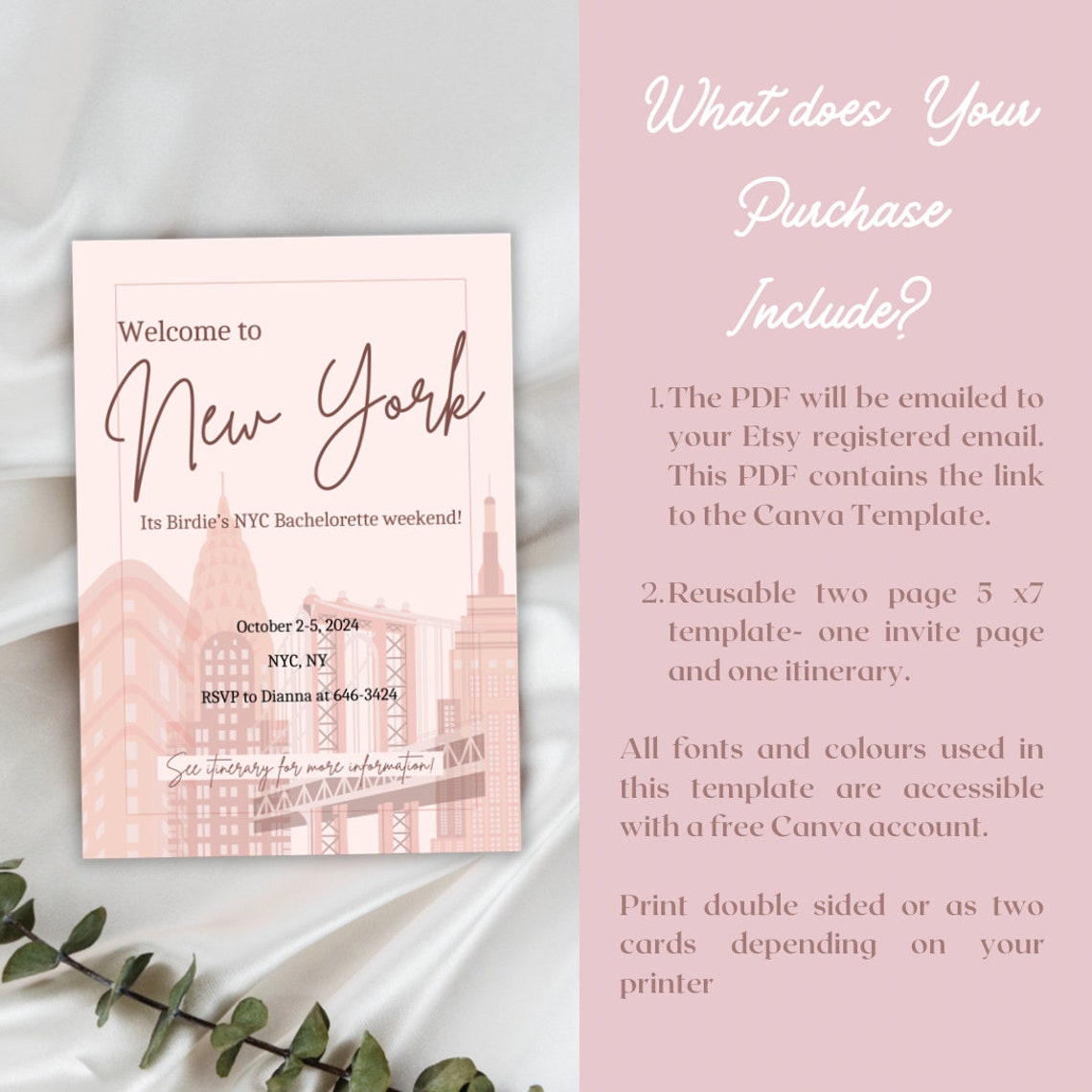 New York City Bachelorette Invitation and Itinerary Big Apple ...