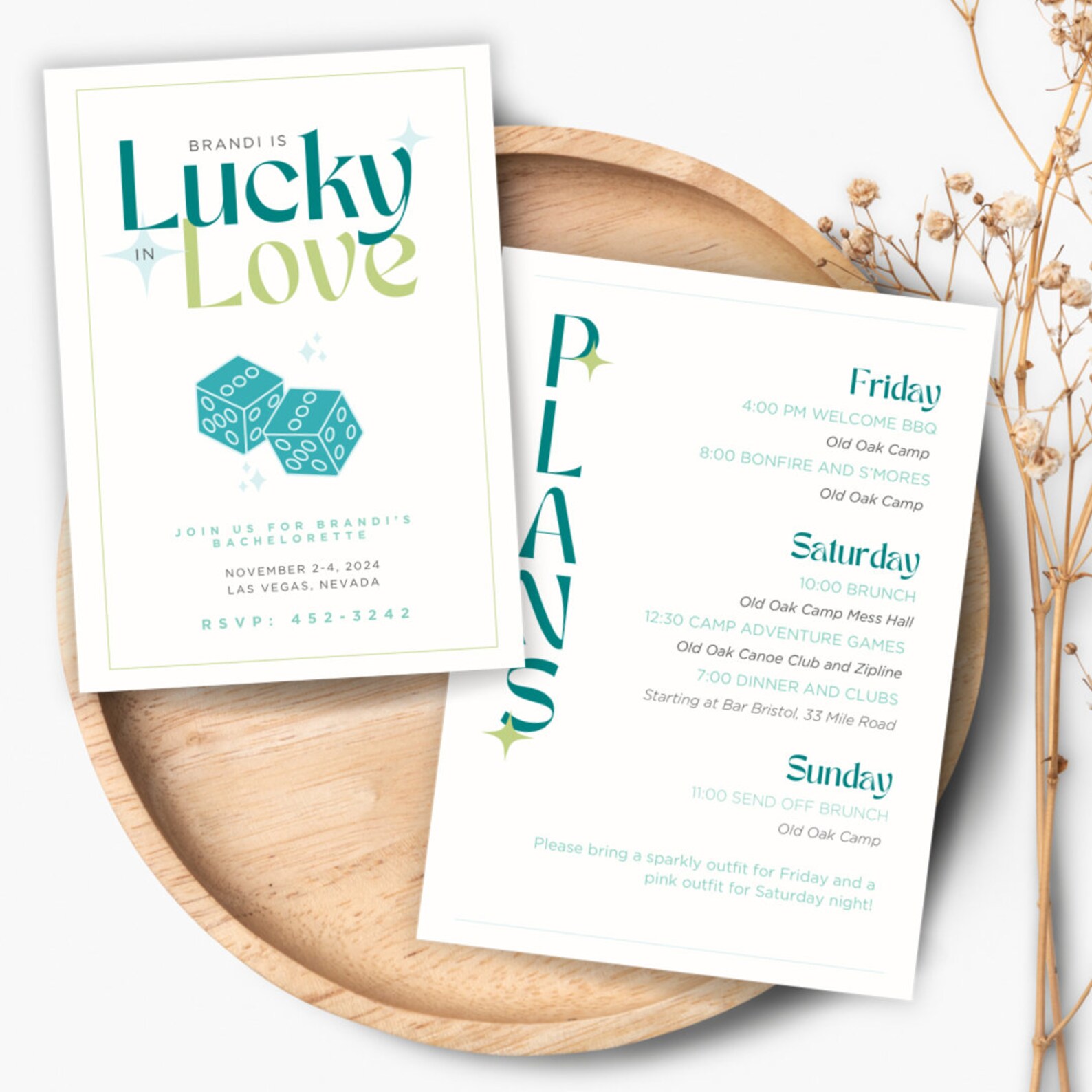 Lucky in Love Bachelorette Itinerary Template | Las Vegas Bachelorette ...