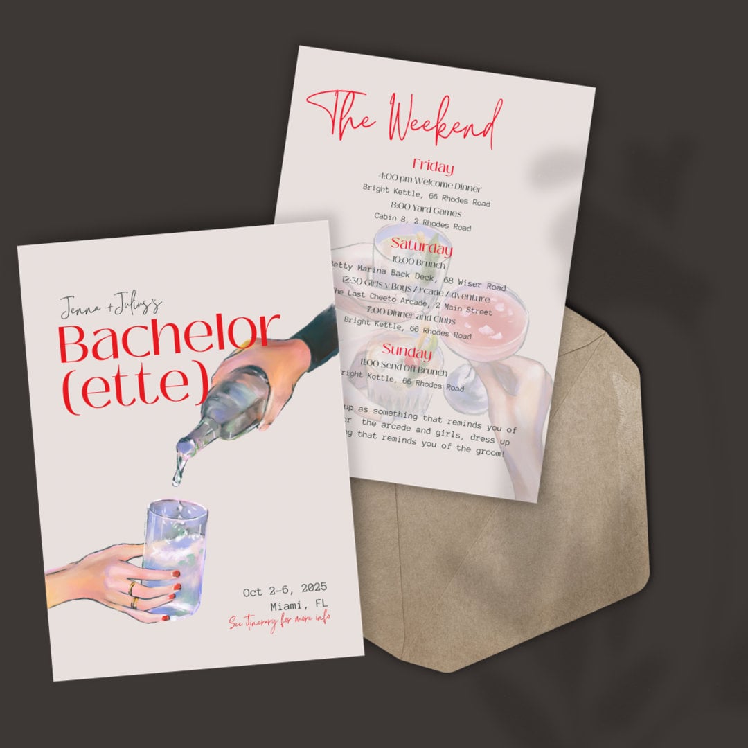 Joint Bachelor and Bachelorette Itinerary Template | Jack and Jill ...