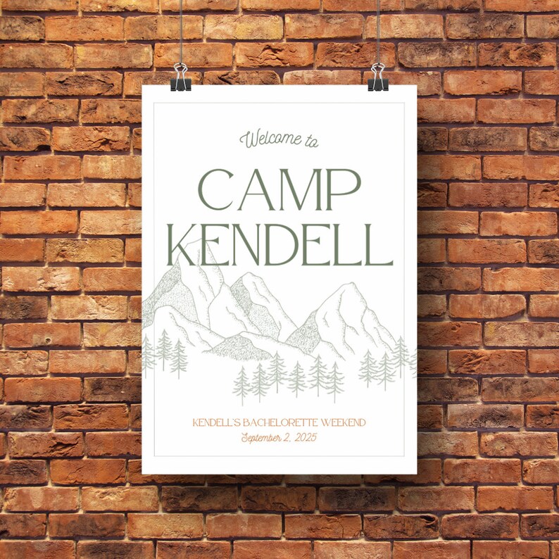 Camp Bachelorette Welcome Sign Template | Mountain Bachelorette Decor ...