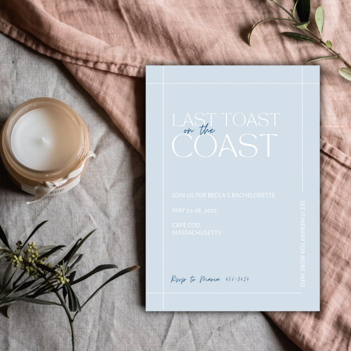 Last Toast on the Coast Bachelorette Itinerary Template | Coastal ...