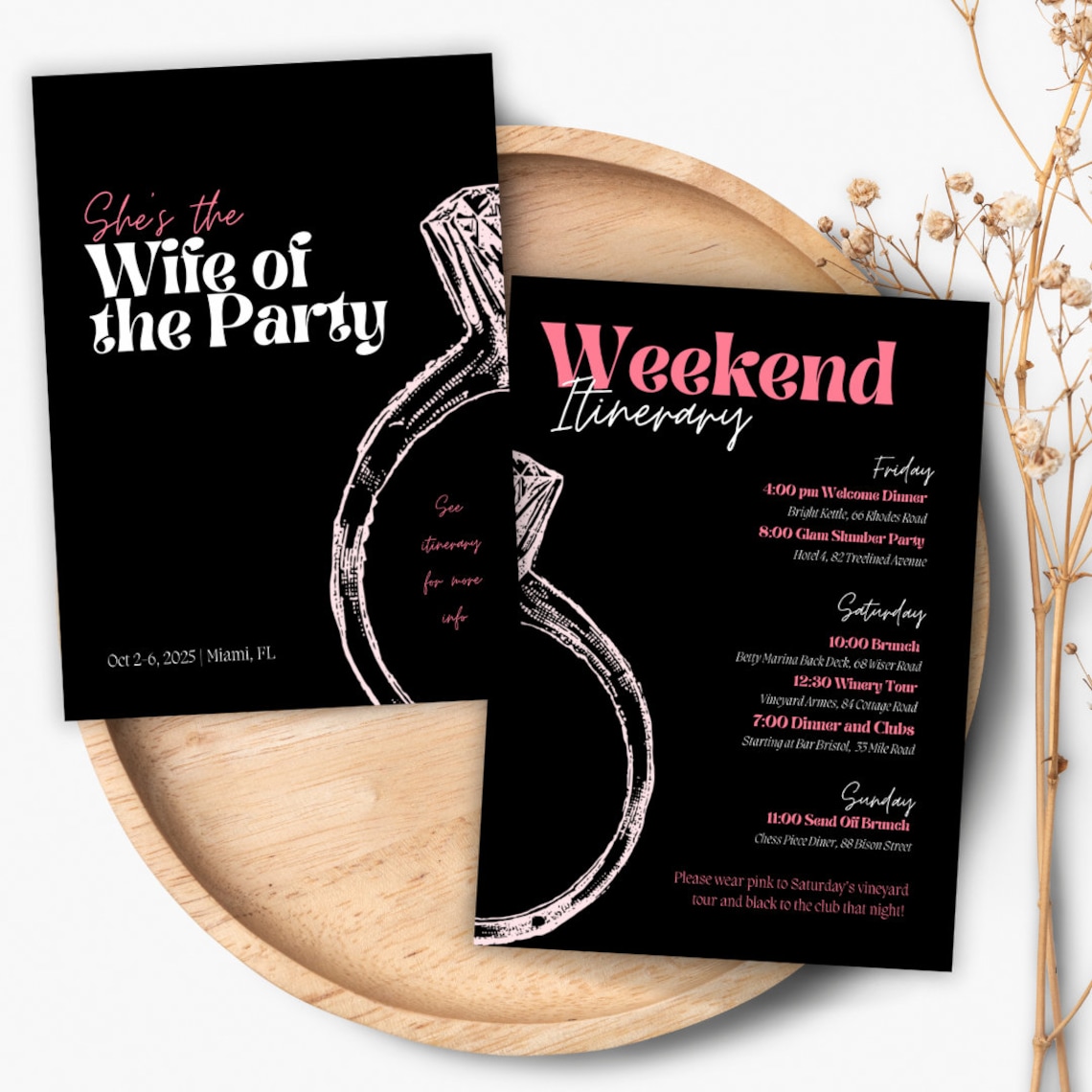 Wife of the Party Bachelorette Itinerary Template | Bachelorette Invite ...