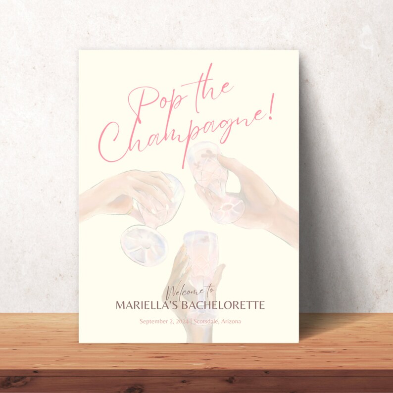 Champagne Theme Bachelorette Welcome Sign Template | Pjs and Prosecco ...