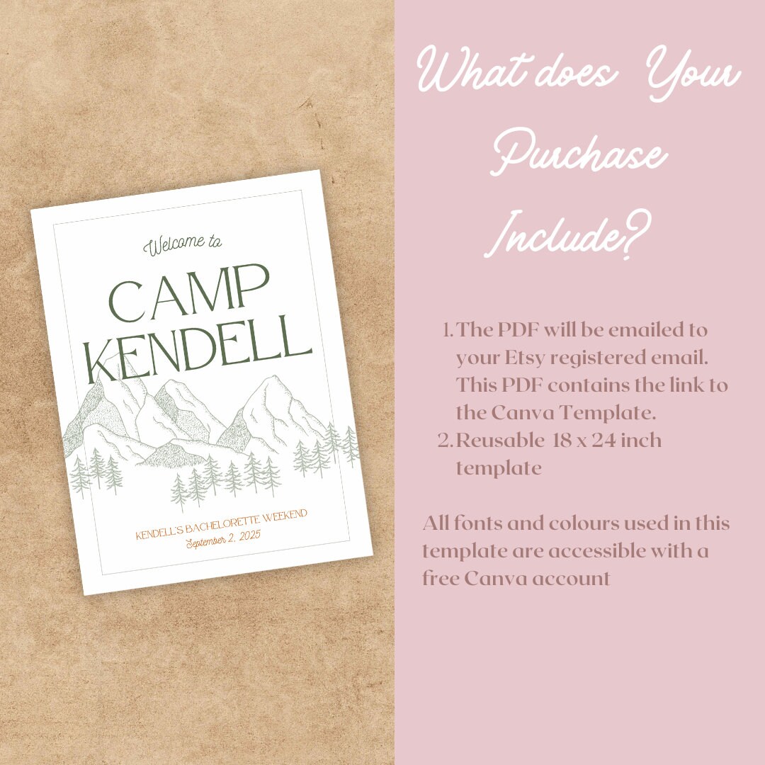 Camp Bachelorette Welcome Sign Template Mountain - Etsy
