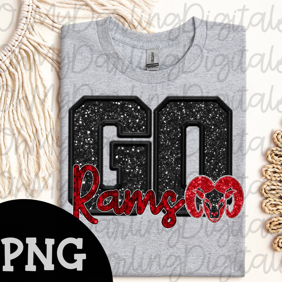 Go Rams Png/faux Embroidery/sequins/glitter/red/ram Mascot/school ...