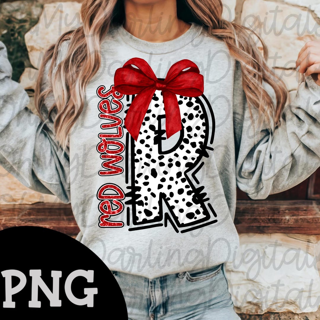 Red Wolves Dalmatian Print PNG: Preppy School Spirit Graphic (digital ...
