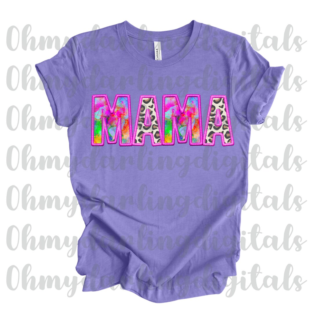 Tie Dye and Leopard Mama Png/neon Png/faux Embroidery Png/summer Png - Etsy