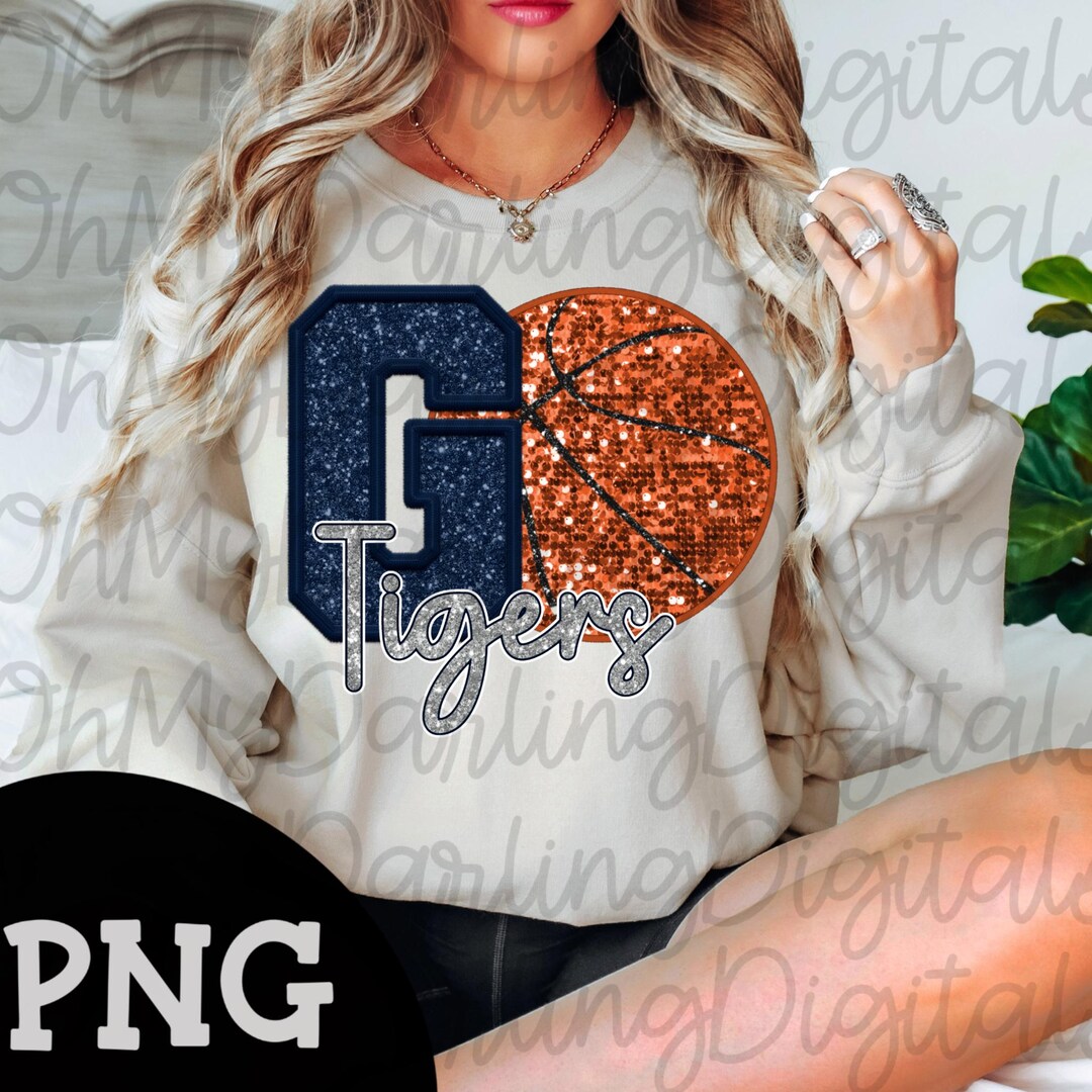 Go Tigers Png/basketball Png/faux Embroidery/sequins/glitter/navy ...