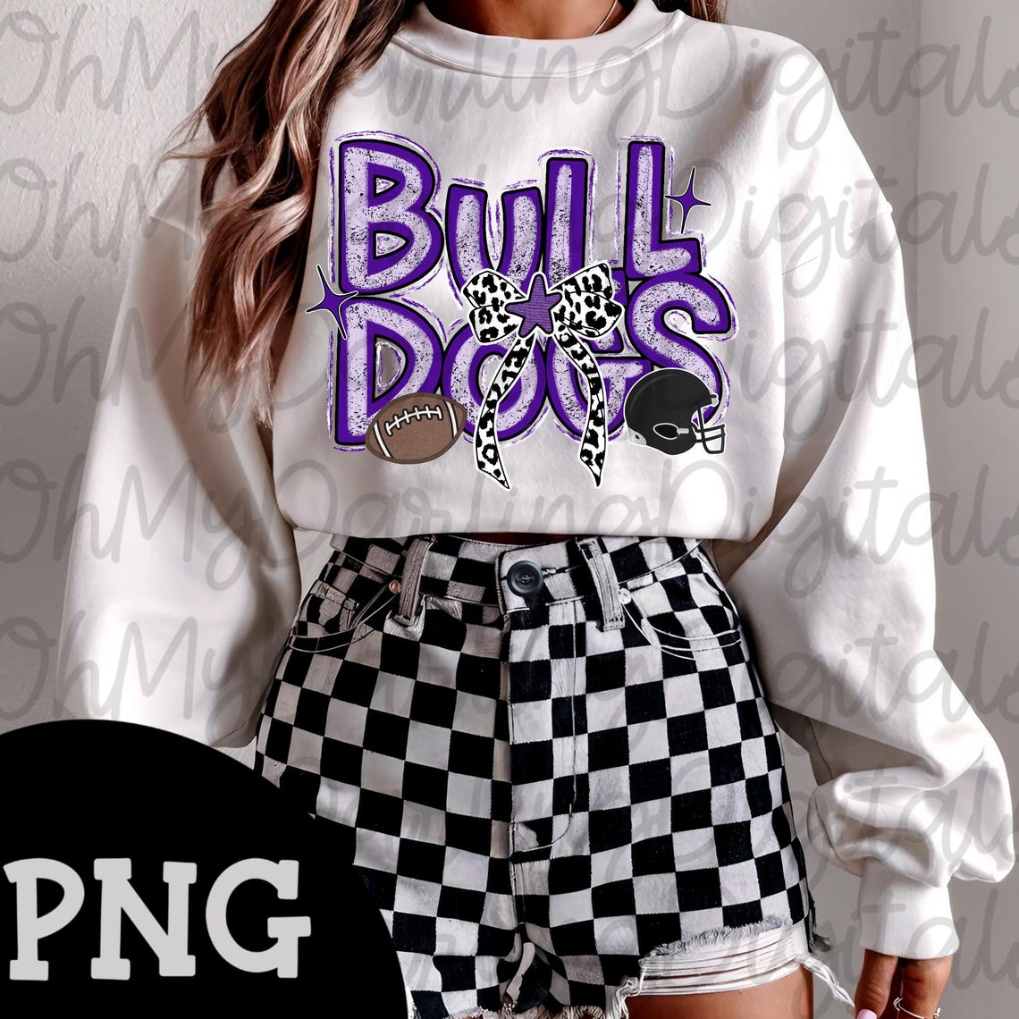Purple Bulldogs Football PNG: Leopard Bow, Team Spirit (digital ...