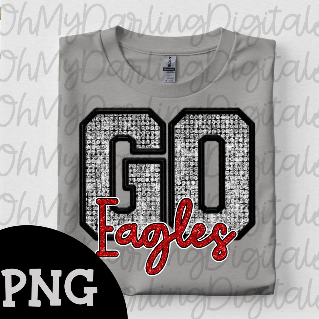 Go Eagles PNG: Red Faux Glitter Team Spirit Design (digital Download - Etsy