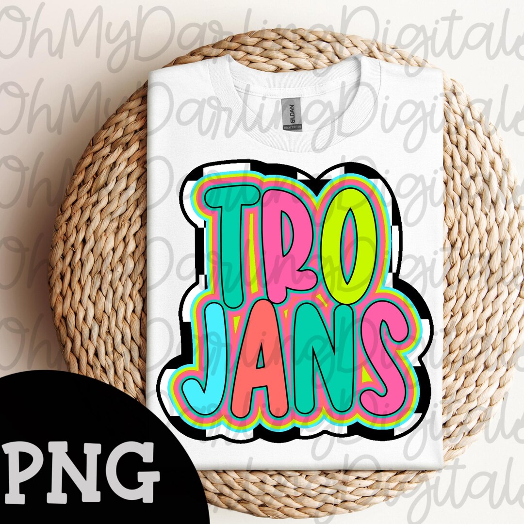 Trojans Png/colorful/neon/retro/summer Png/team Spirit/checkered/school ...