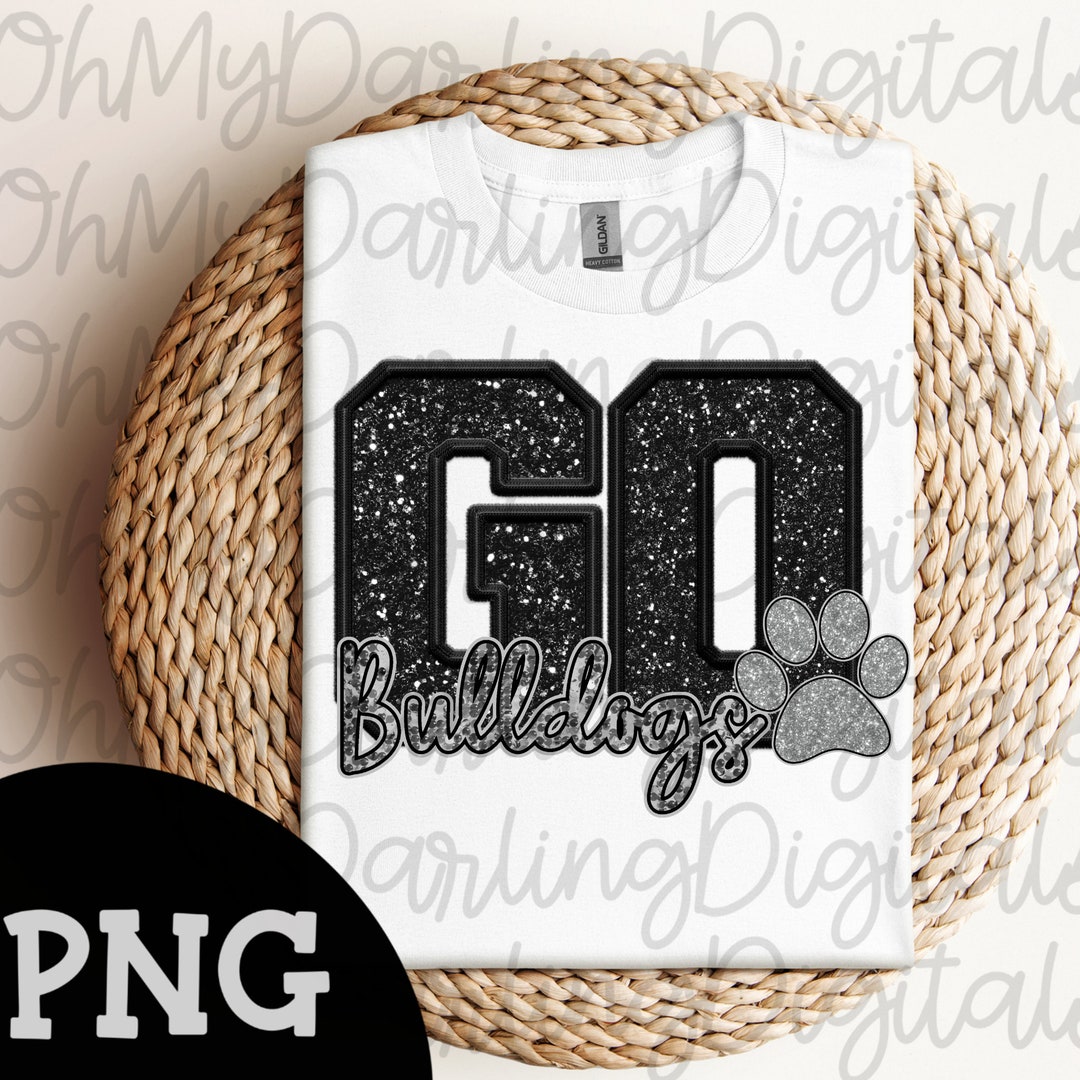 Go Bulldogs Png/faux Embroidery/silver/sequins/glitter/team Spirit Png ...