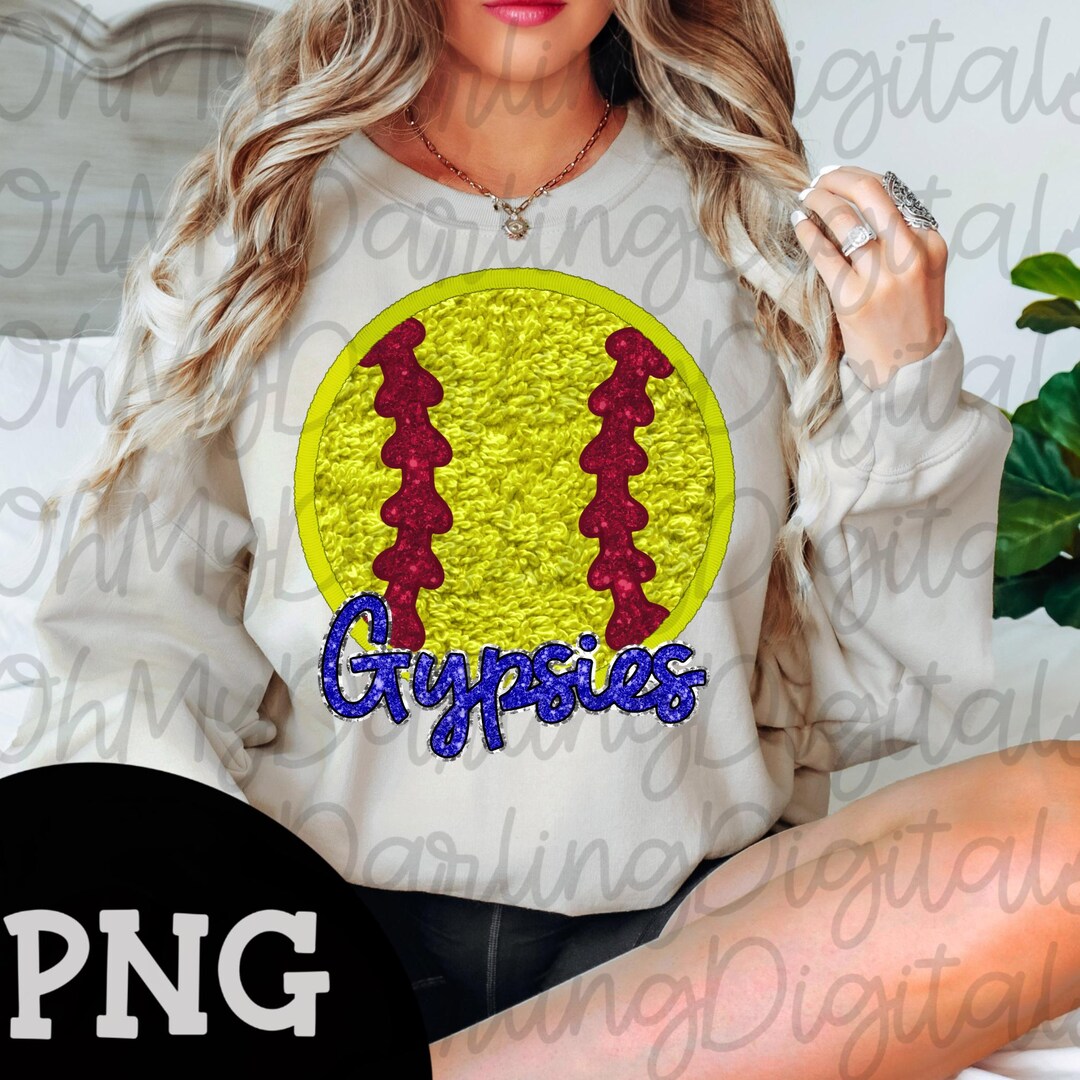 Gypsies Softball Png/faux Chenille/faux Chenille Patch/glitter/royal Blue/team Spirit/school ...