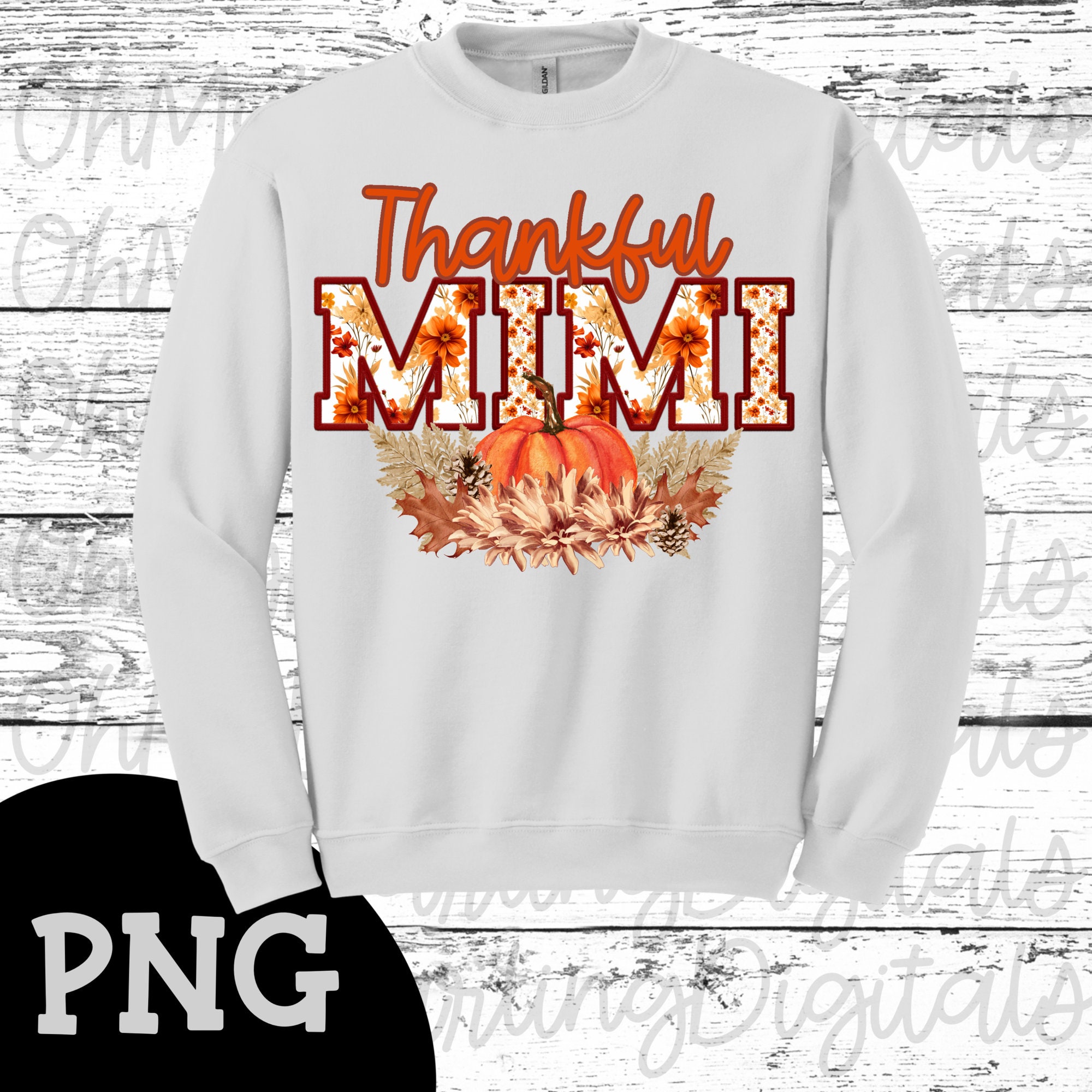 Thankful Mimi Faux Embroidery Png/fall/autumn - Etsy