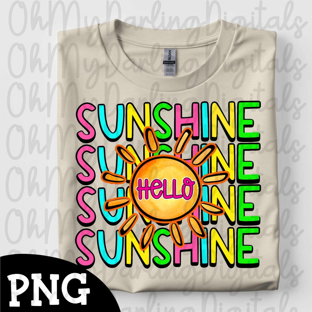 Hello Sunshine PNG for T-shirts | Retro Hello Sun Design | Bright ...