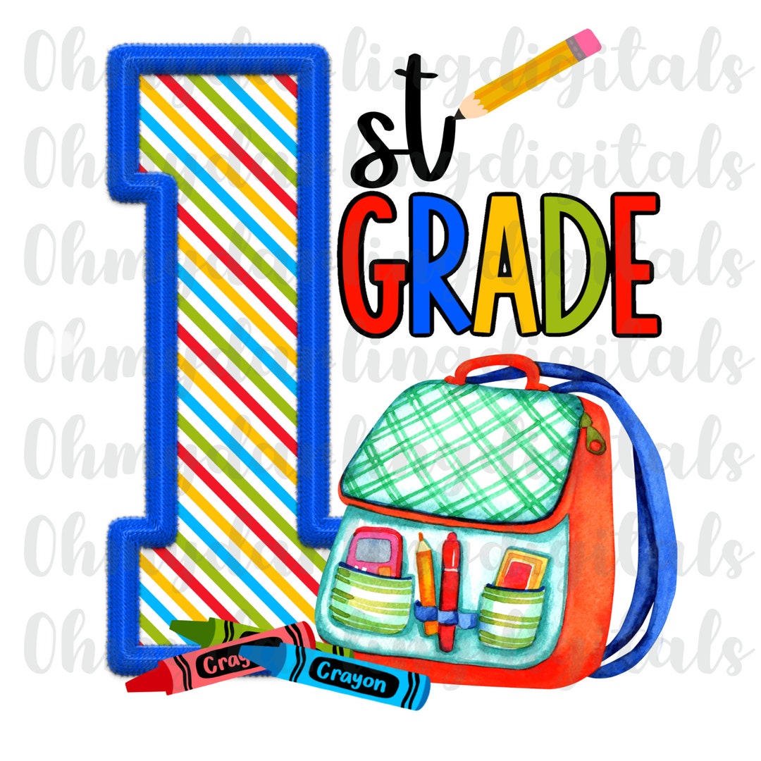 1st Grade Faux Embroidery Png/first Grade/back to School/elementary ...