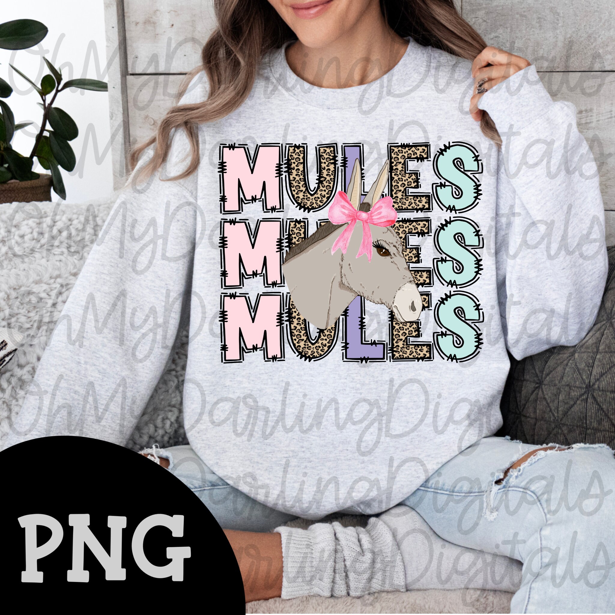 Mules Png/ Pastel/ Whimsical/ Doodle Art/ Leopard/ Team Spirit Png ...