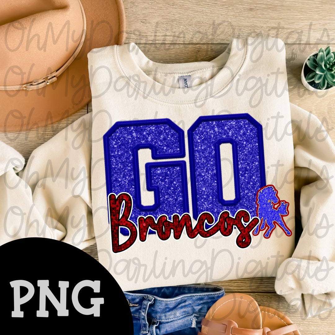 Go Broncos Png/faux Embroidery/faux Sequins/glitter/bronco Mascot ...