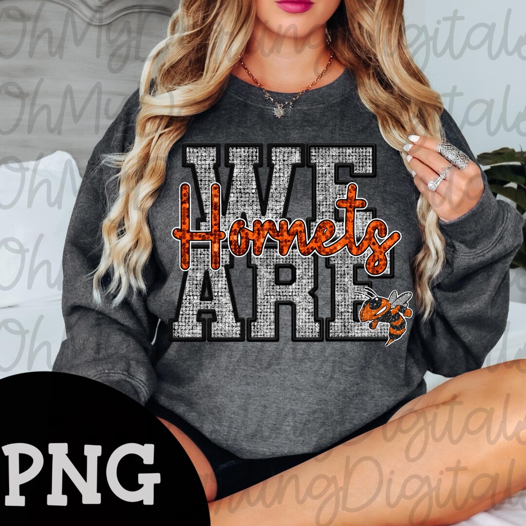 Hornets Png/faux Embroidery/sequins/diamonds/glitter/orange/hornet/team ...