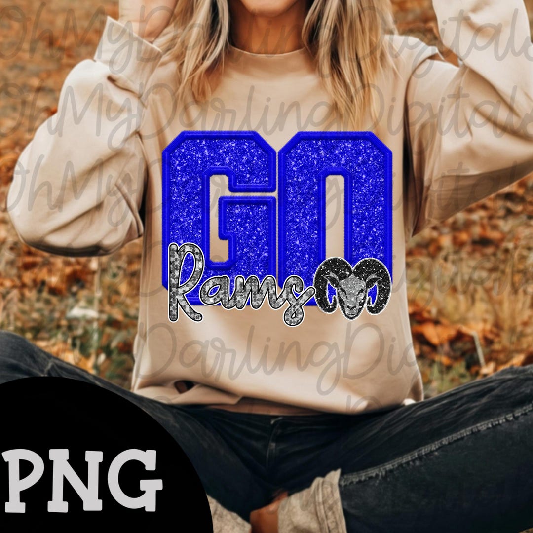 Go Rams Png/faux Embroidery/sequins/glitter/royal Blue/silver/ram ...
