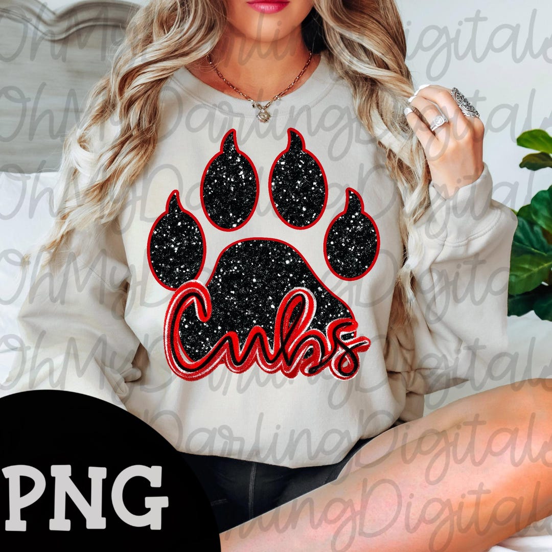 Cubs Png/ Glitter/paw/red/whimsical/team Spirit/ School Mascot/ Sport ...