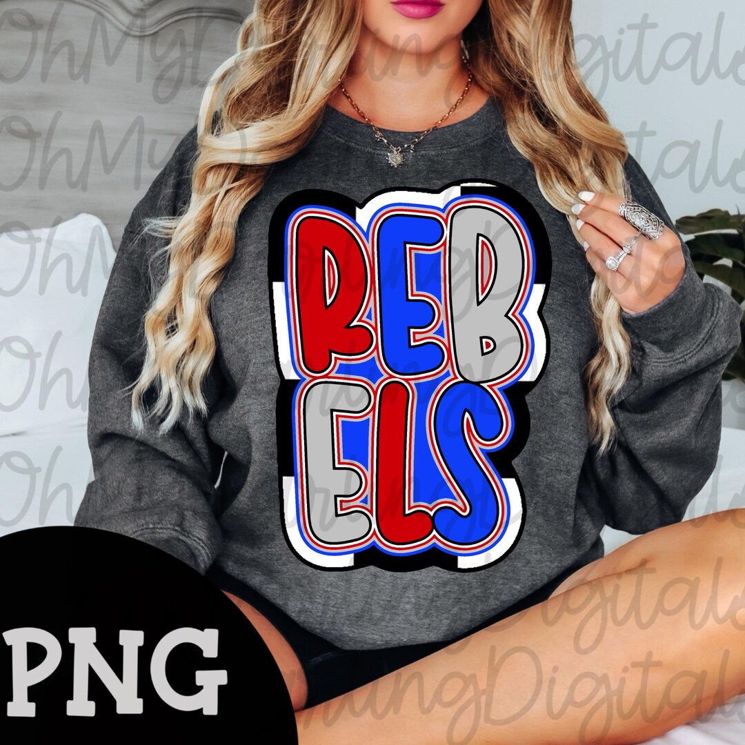 Rebels Png/retro/checkered/red/blue/gray/team Spirit/school Mascot ...