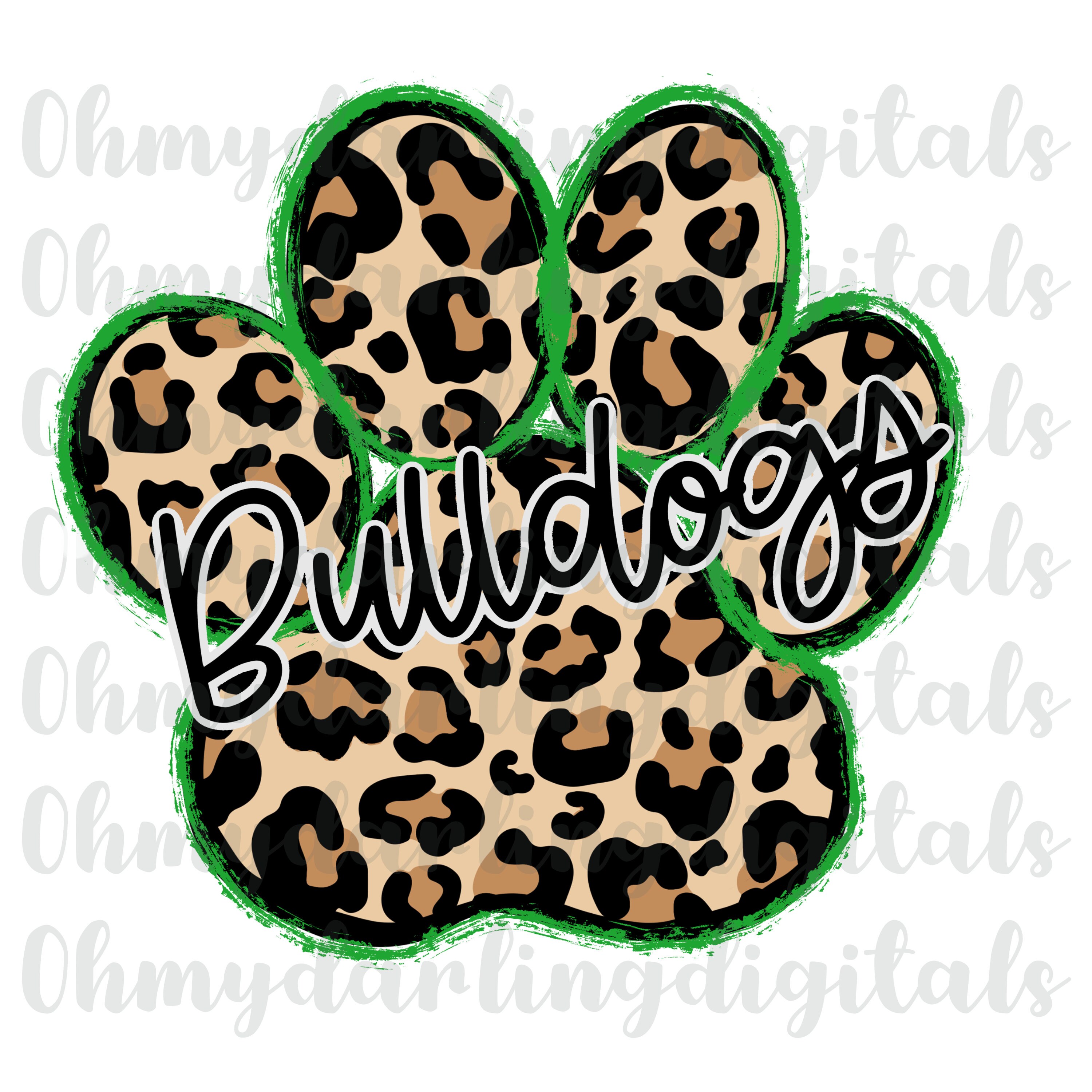 Bulldog Paw/green/school Mascot Png/sports/team/png/digital - Etsy