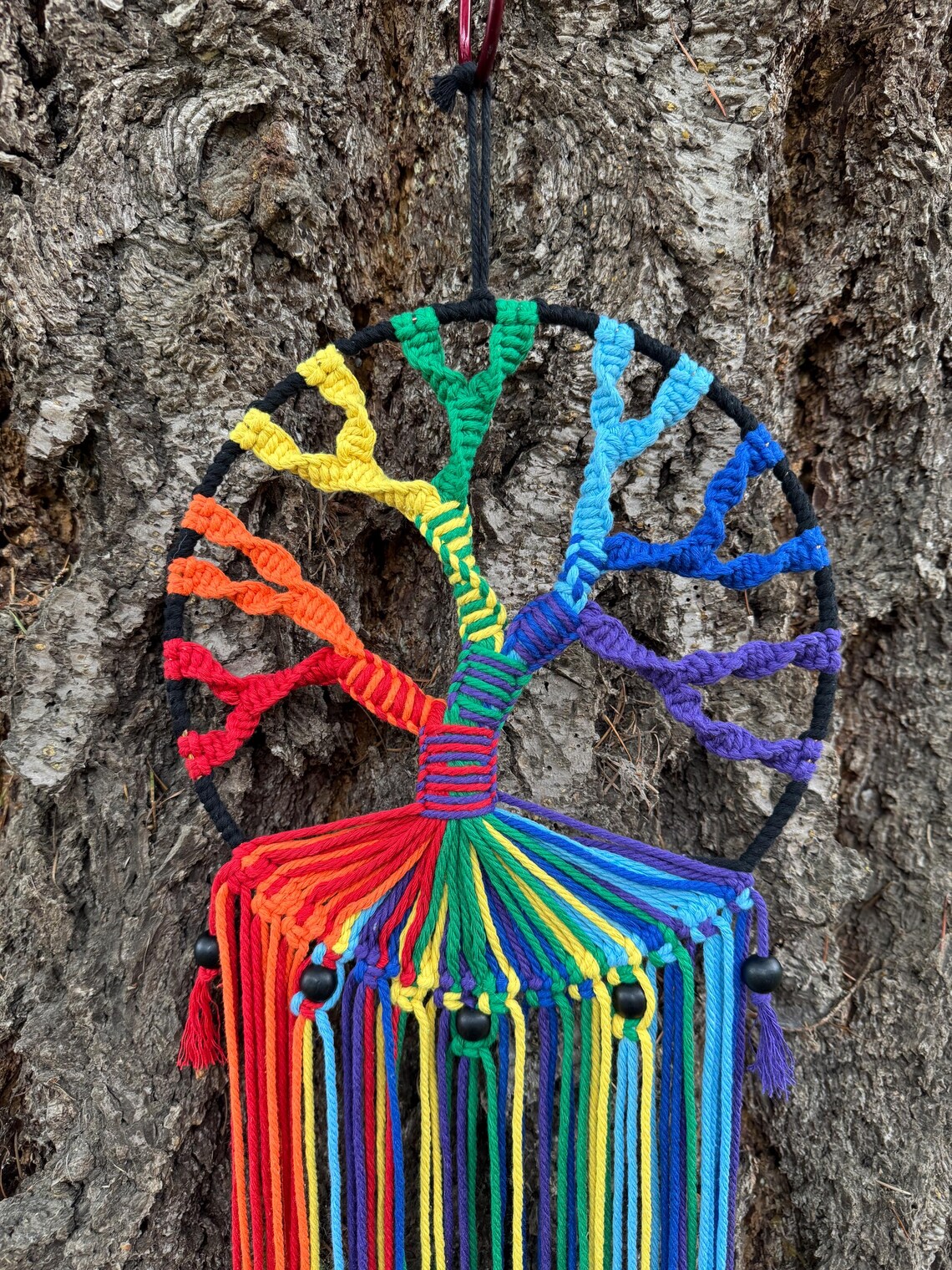 Handmade Tree of Life Rainbow With Black Accents and Wooden Beads 10 ...