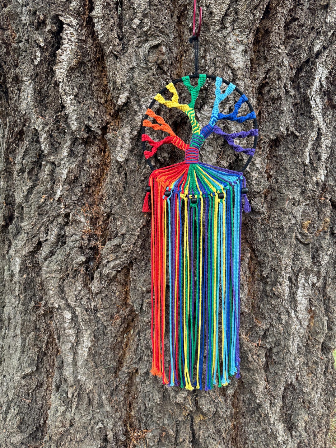 Handmade Tree of Life Rainbow With Black Accents and Wooden Beads 10 ...