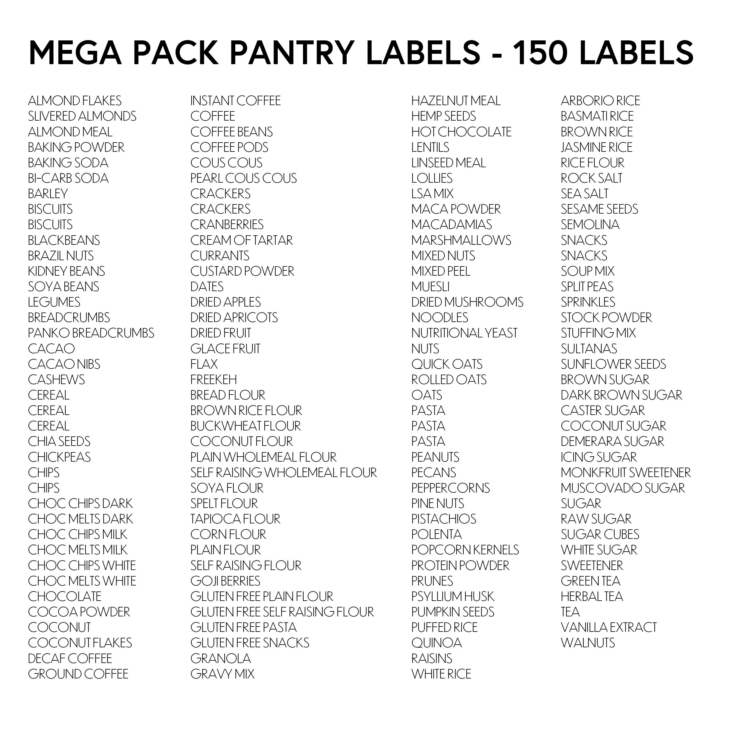 Black Modern Pantry Labels MEGA PACK 150 Labels - Etsy Australia