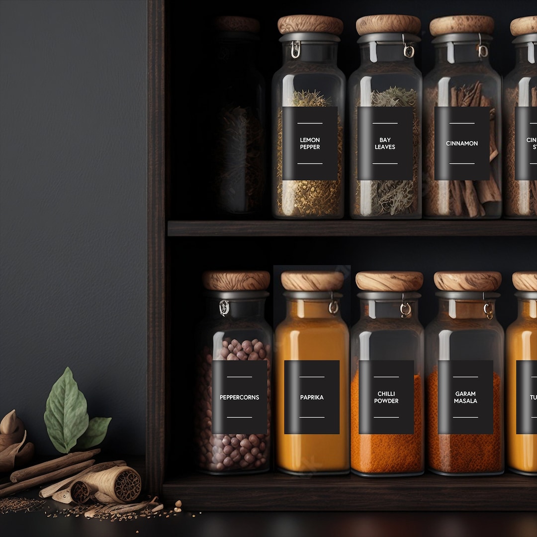 Black Modern Spice Labels Basic CUSTOM Pack of 25 - Etsy