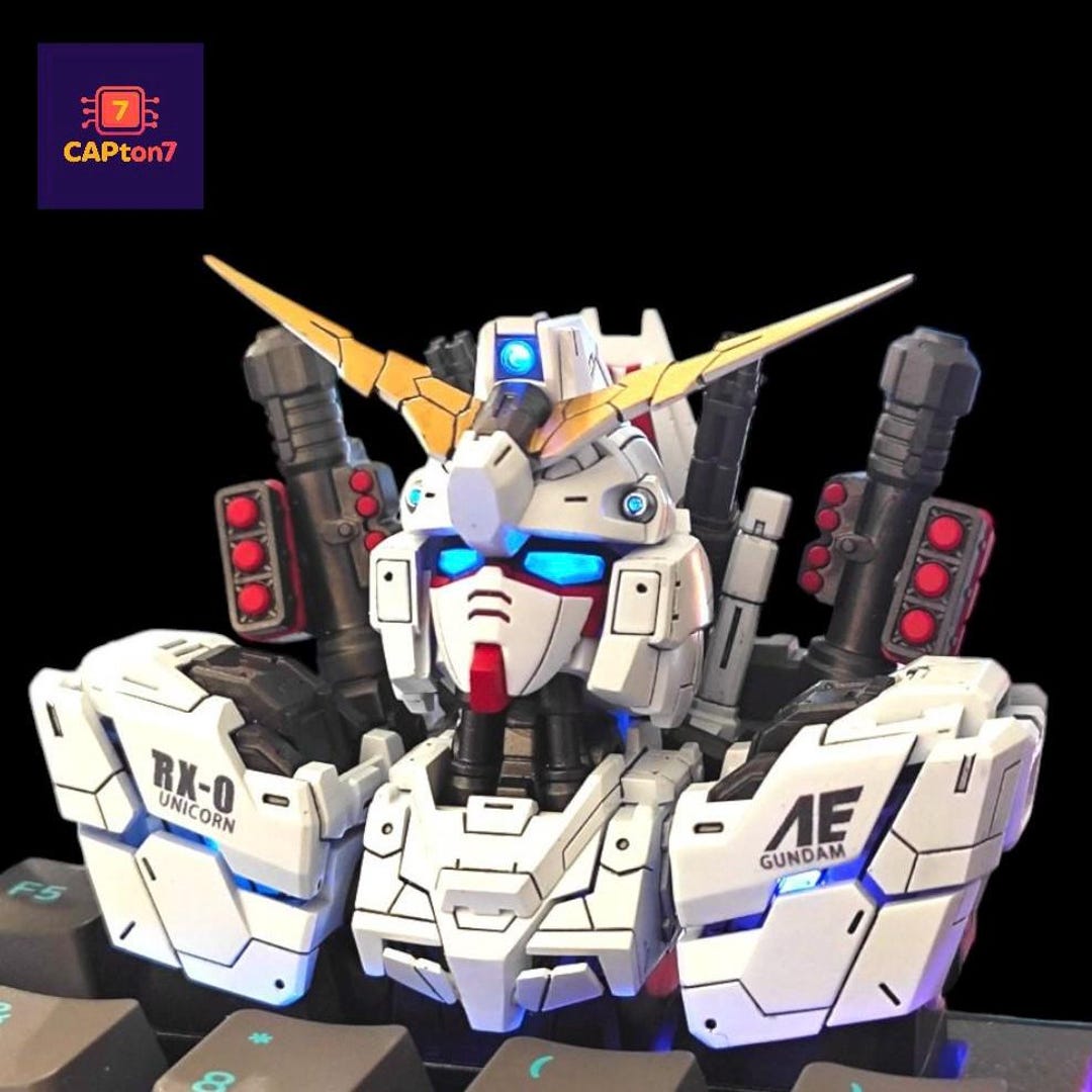 Restocked-handmade Unicorn Gundam Keycap: Cherry MX Mechanical Keyboard ...