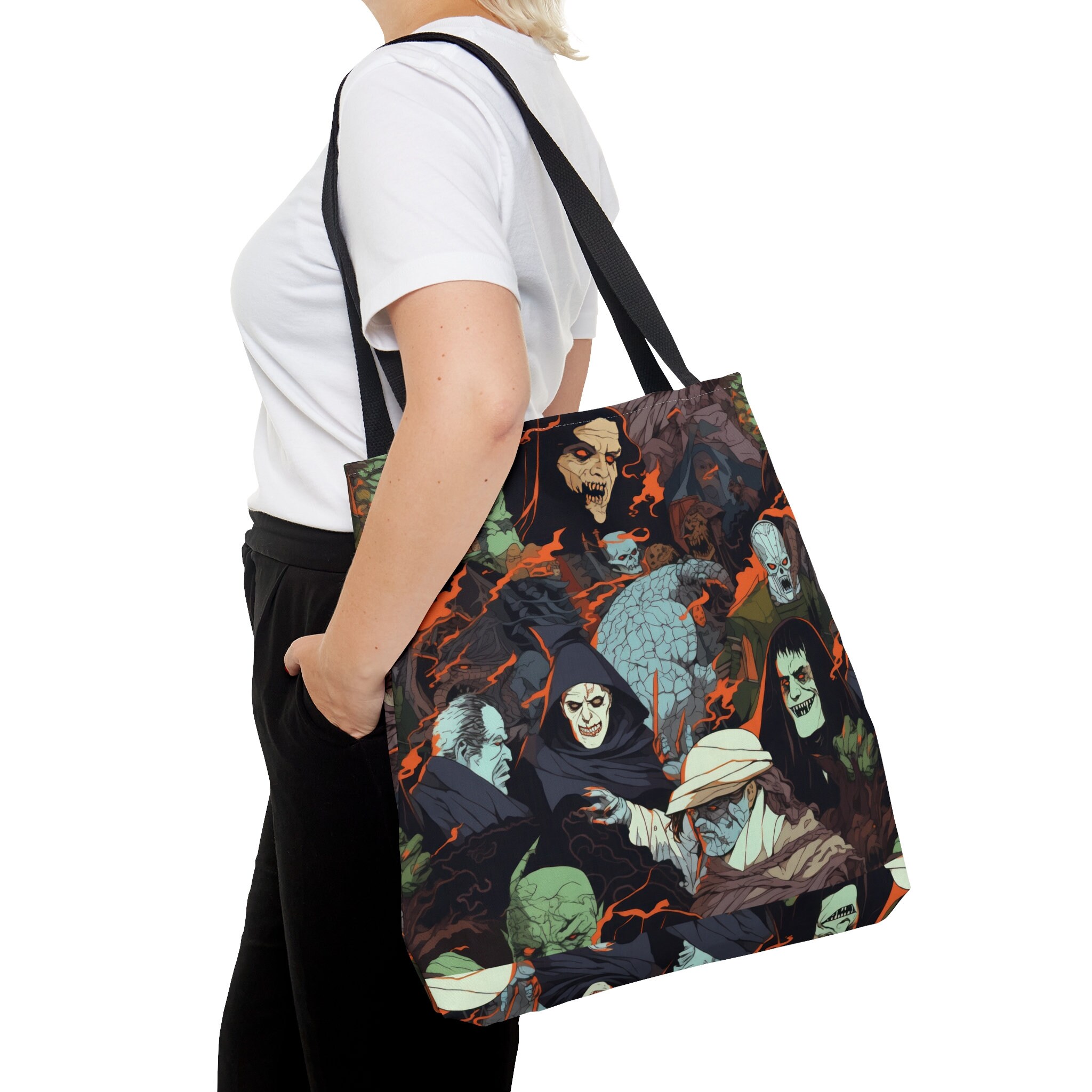 Tote Bag Spooky Monsters Anime Alpha - Etsy