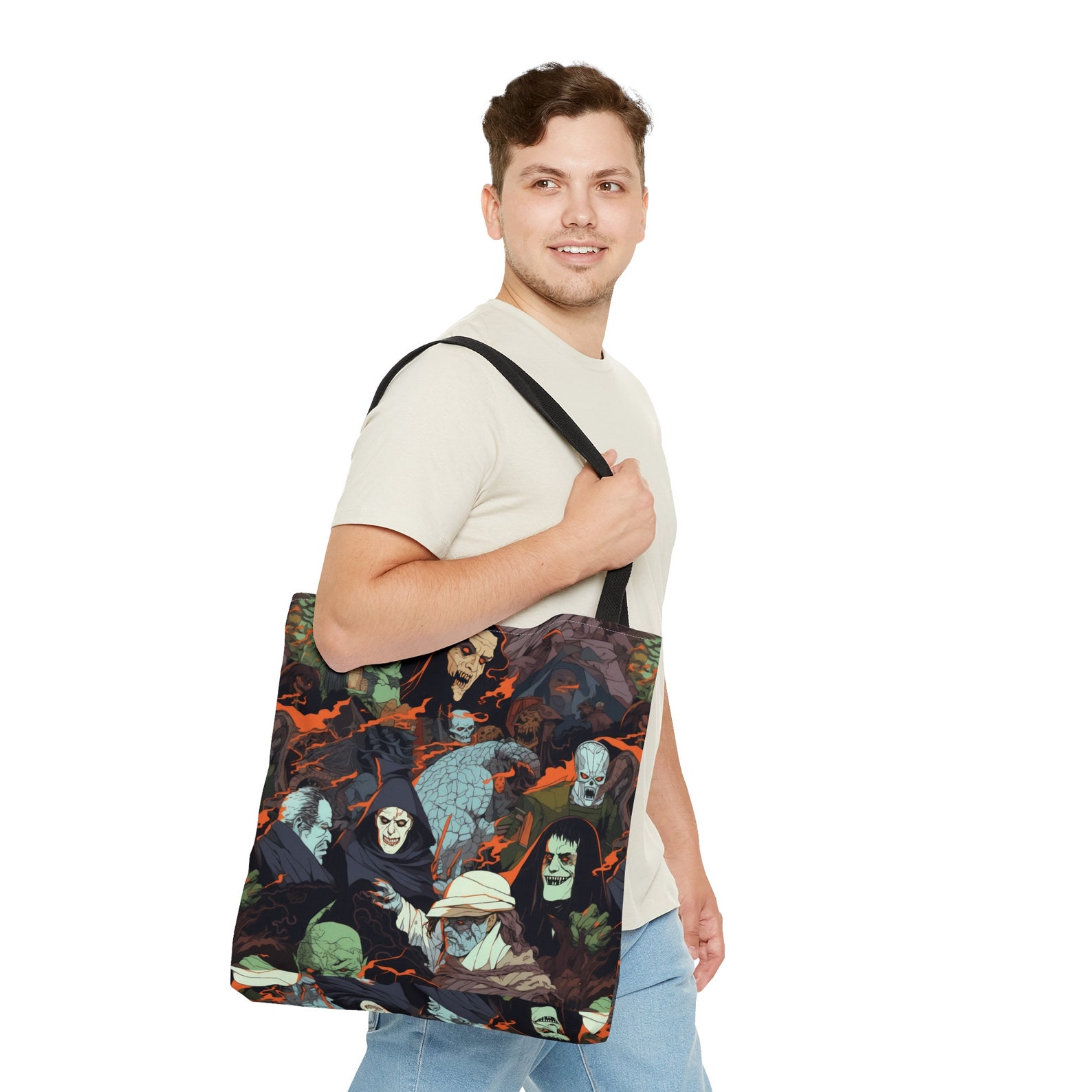 Tote Bag Spooky Monsters Anime Alpha - Etsy