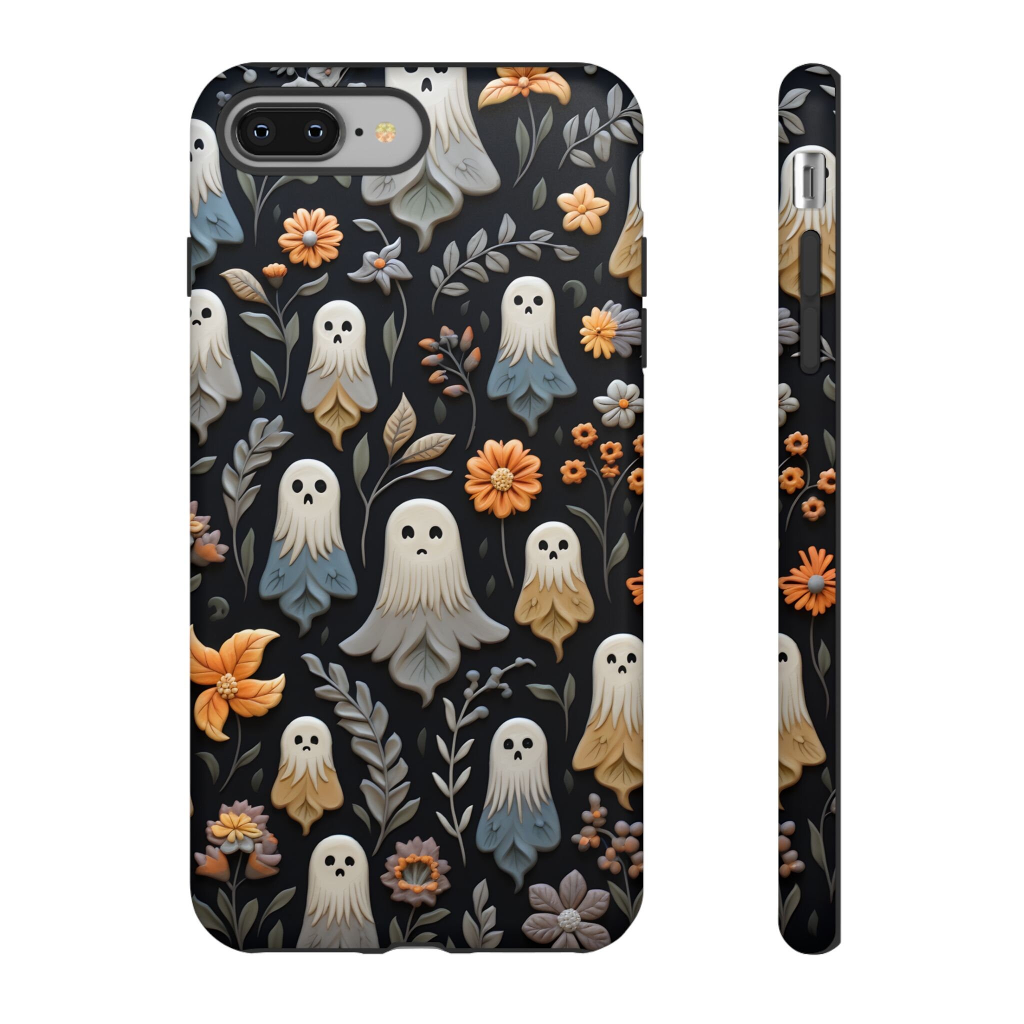 Cute and Spooky Little Ghosts and Flowers Phone Case | Spooky Ghost ...
