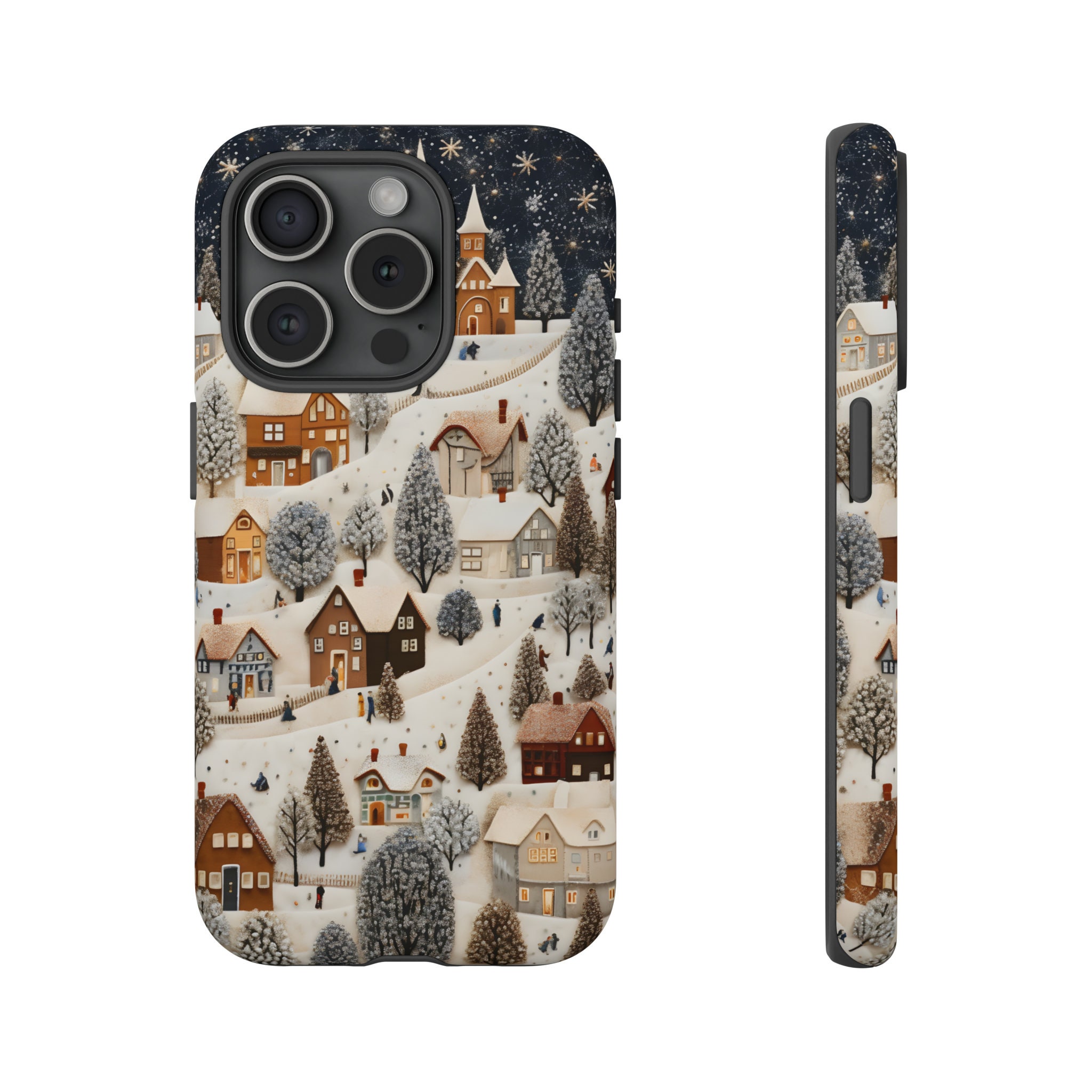 Cute Little Snowy Christmas Village Phone Case Holiday Phone - Etsy