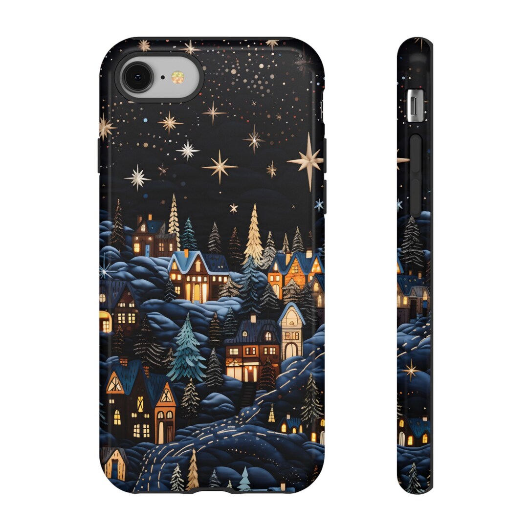 3D Style Christmas Village With Night Sky Phone Case | Holiday Phone ...